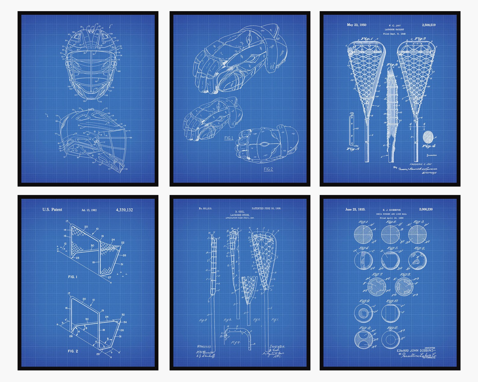 Lacrosse Patent Prints Set of 6 Lacrosse Prints Lacrosse - Etsy