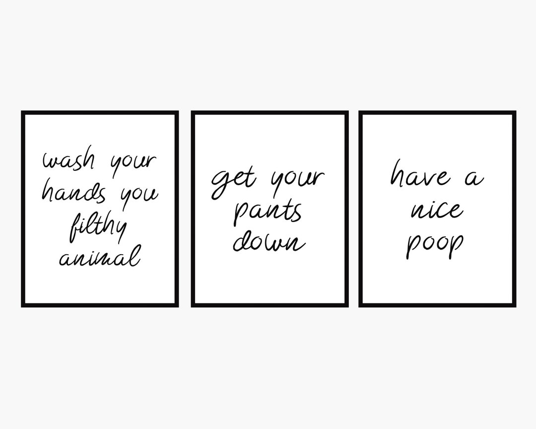 Bathroom Text Prints Set of 3 - Toilet Decor • Bathroom Wall Decor ...
