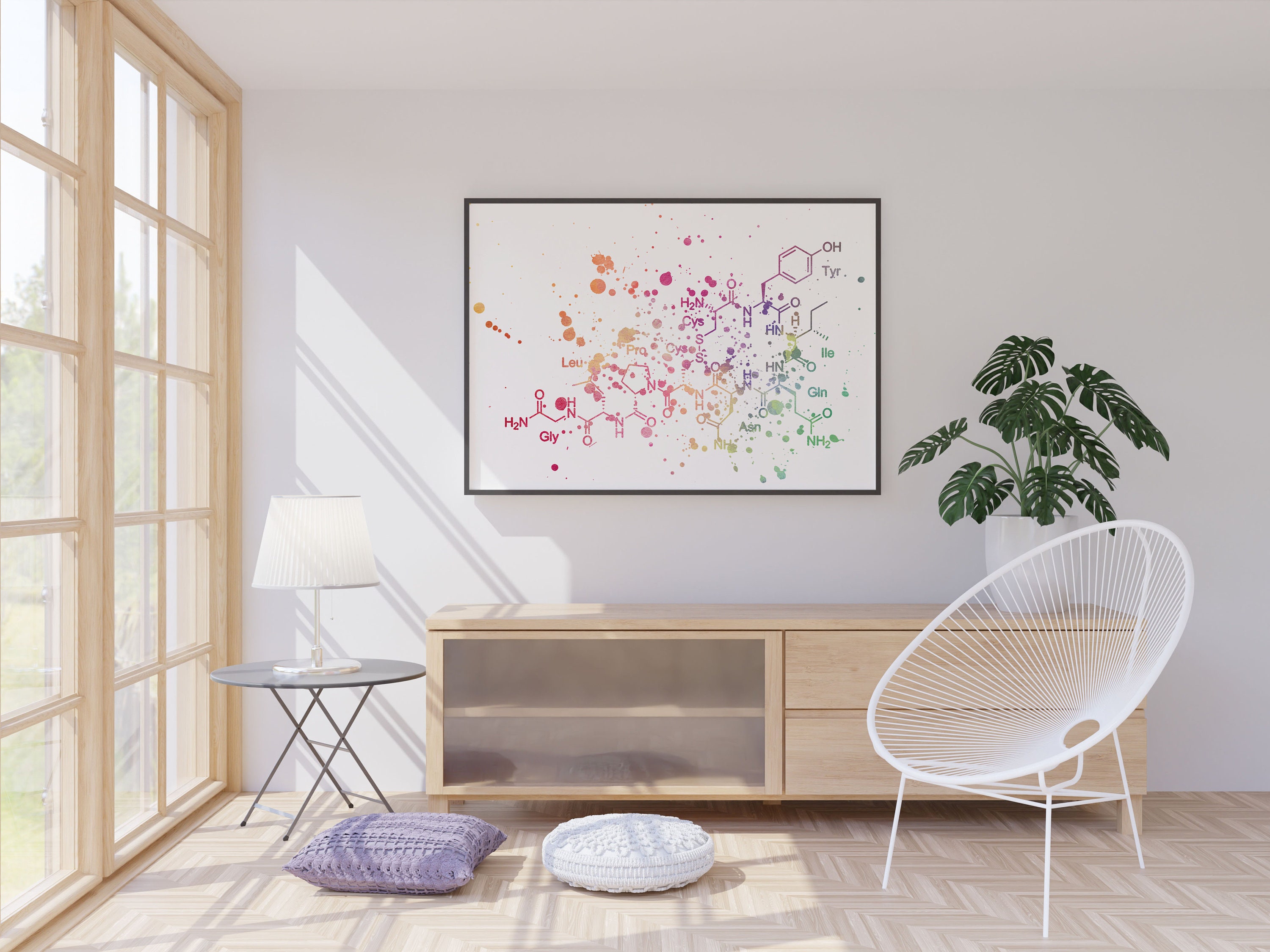 Watercolor Oxytocin Molecule Poster Biology Science Decor, Nerd Art ...