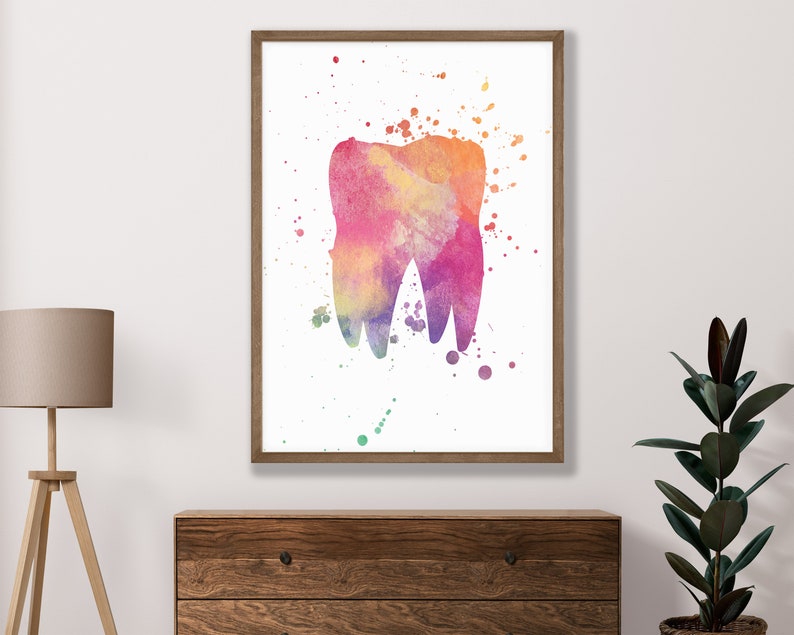 Watercolor Human Tooth Poster Dentist Decor Dentistry - Etsy