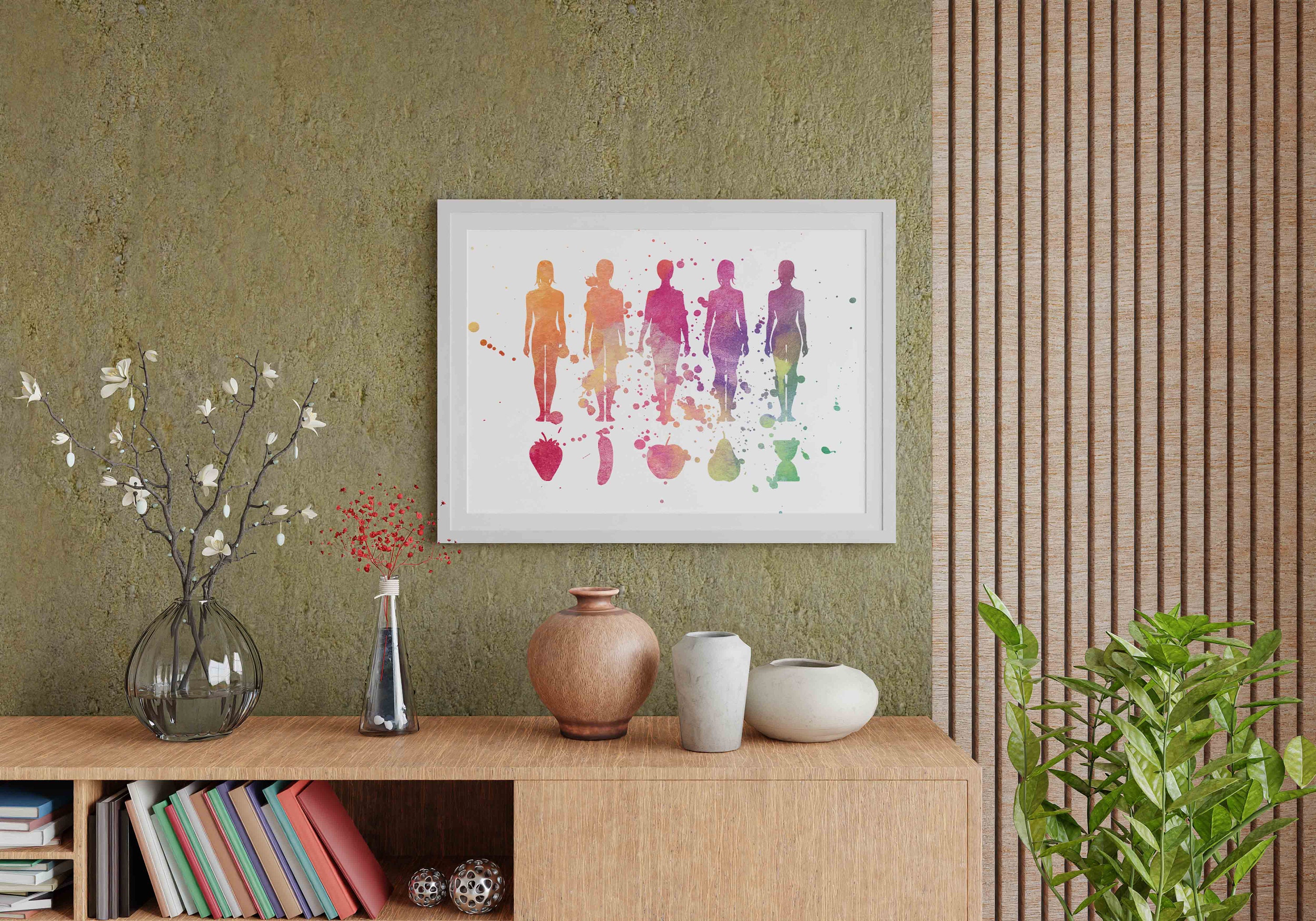 Watercolor Famale Body Shapes Poster Human Anatomy Print - Etsy