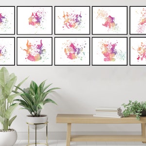 Watercolor Rorschach Inkblot Test Card Set of 10, Medical Clinic Art ...