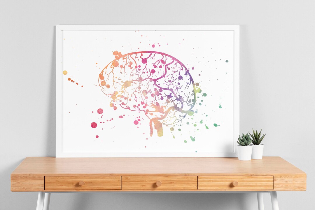 Watercolor Veins of the Brain Poster - Brain Science Wall Art Decor ...