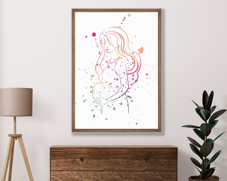 Watercolor Pregnant Woman 2 - Clinic Wall Decor - New Mom, Pure Love ...