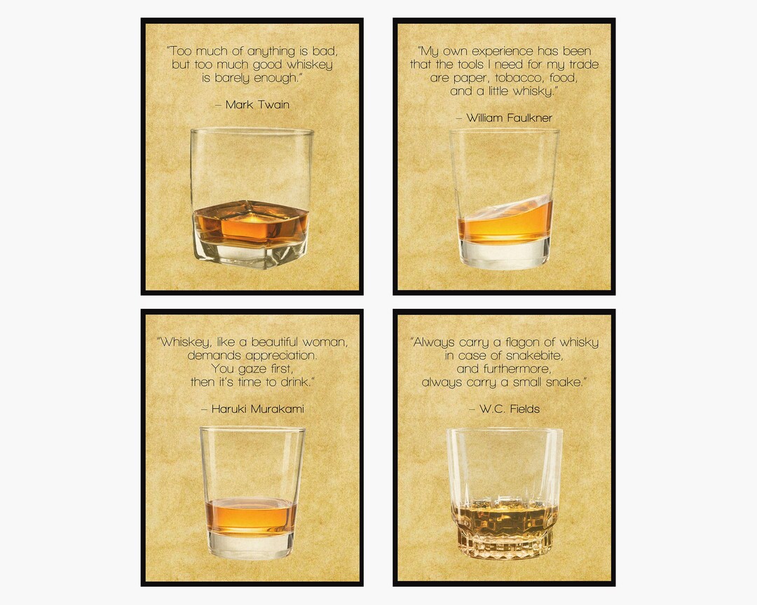 Whiskey Prints Set of 4 - Whiskey Poster, Whiskey Decor, Whiskey Wall ...