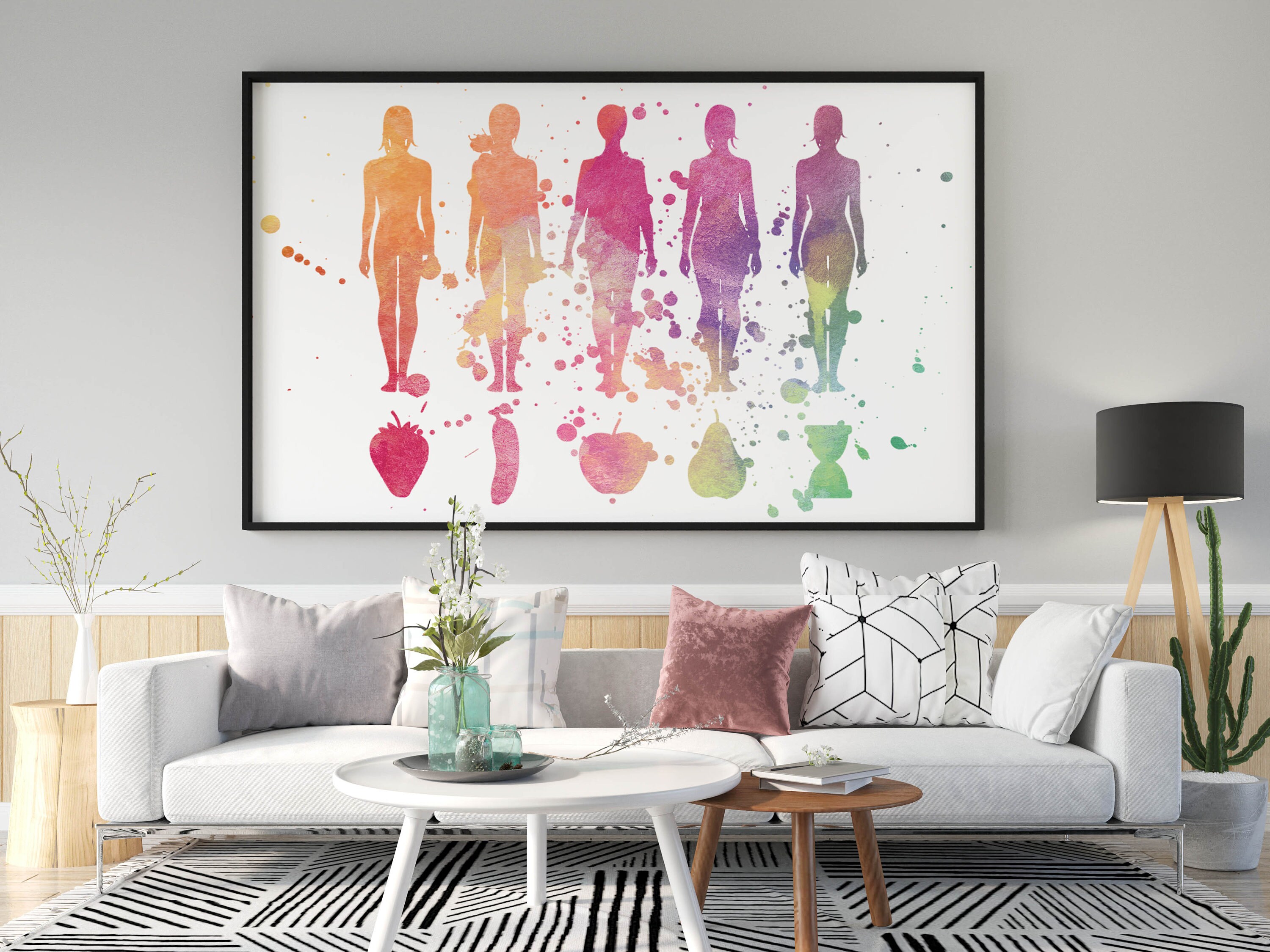 Watercolor Famale Body Shapes Poster Human Anatomy Print - Etsy