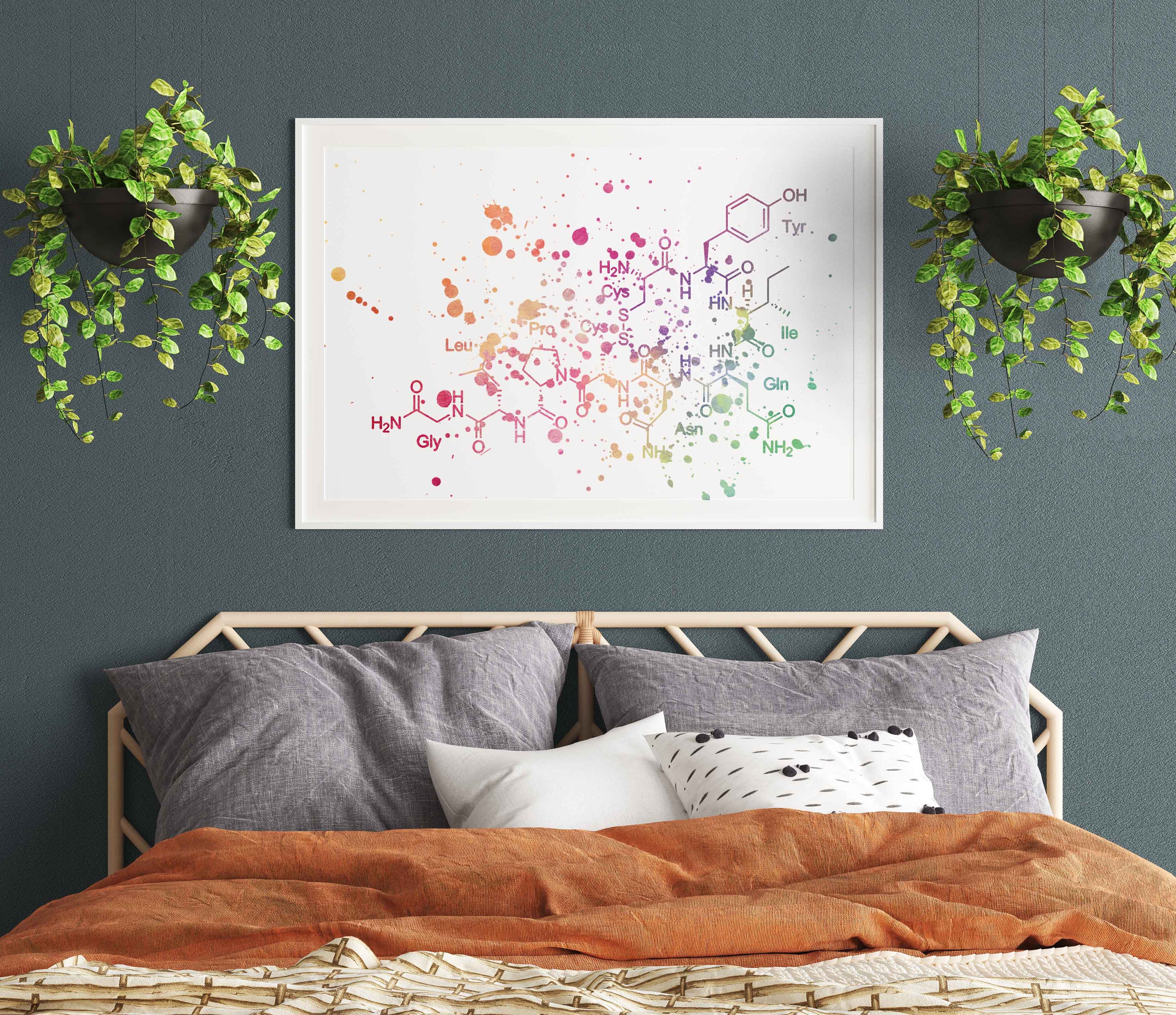 Watercolor Oxytocin Molecule Poster Biology Science Decor, Nerd Art ...