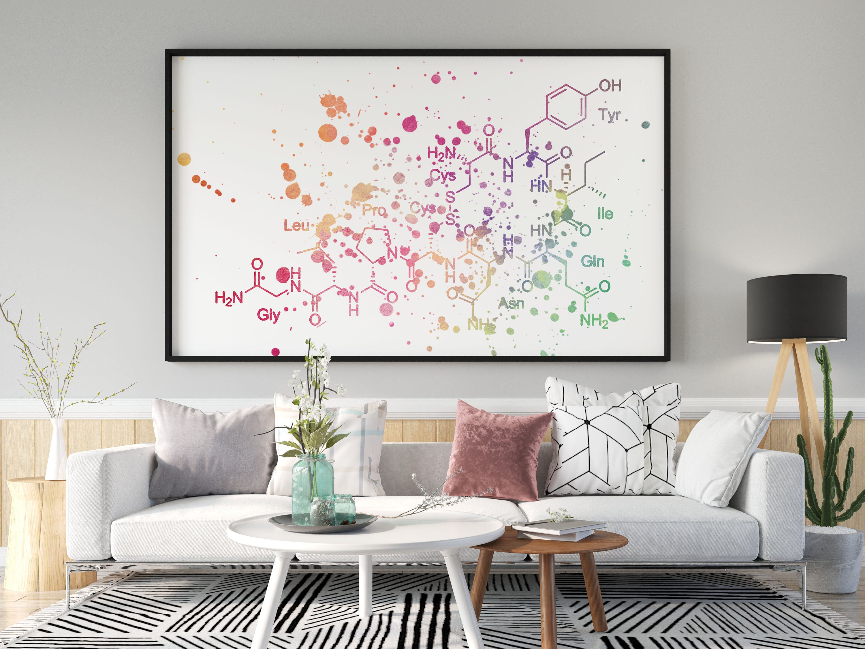 Watercolor Oxytocin Molecule Poster Biology Science Decor, Nerd Art ...
