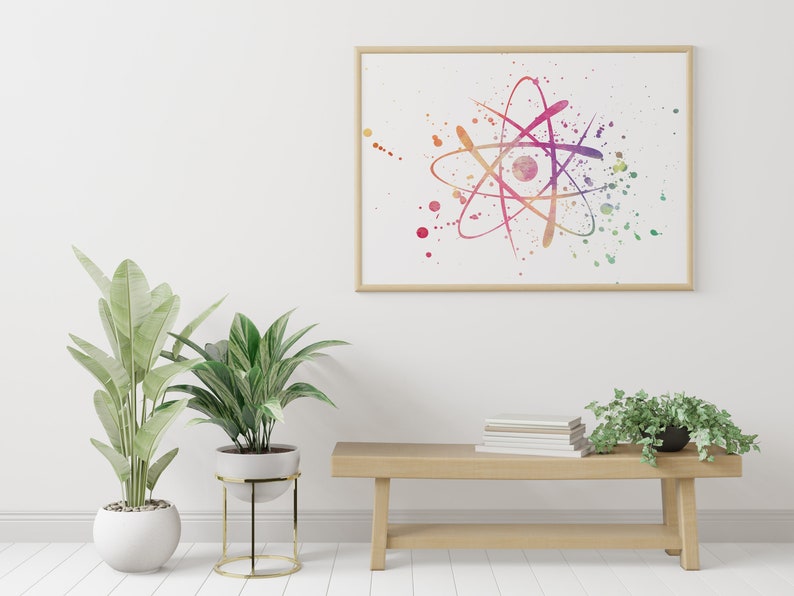 Watercolor Atom Atom Symbol Poster Physics School Science - Etsy