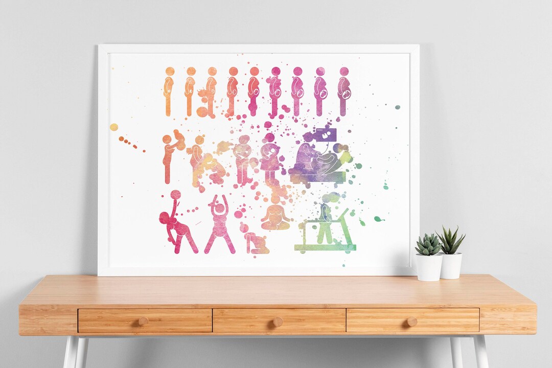 Watercolor Pregnancy Time Poster - Gynecology Obstetrics Art OBGYN ...