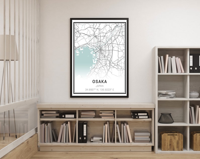 Osaka Map Art Print Japan Osaka City Map Poster Japan - Etsy