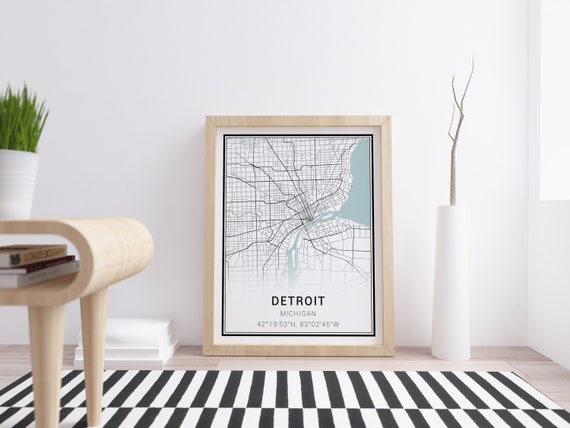 Detroit Map Print Detroit City Map Detroit Poster | Etsy