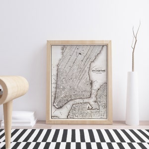 Map of the City of New York (1850) - Vintage Map Print, New York Map ...