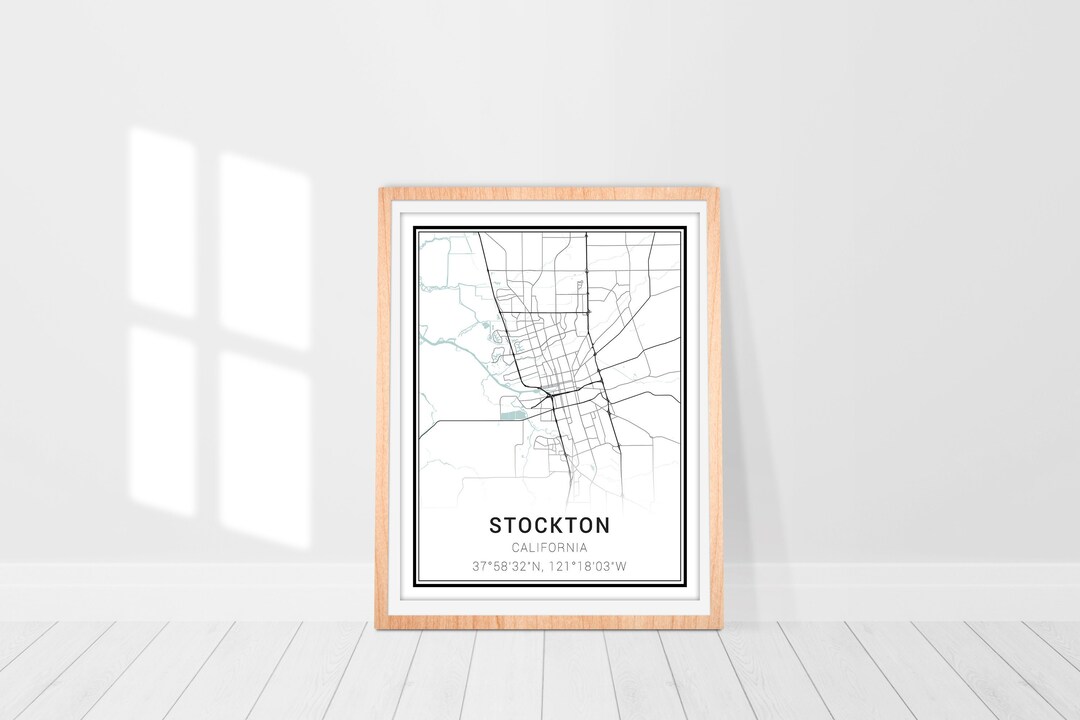 Stockton Map Art Print • California Stockton City Map Poster • Map of ...