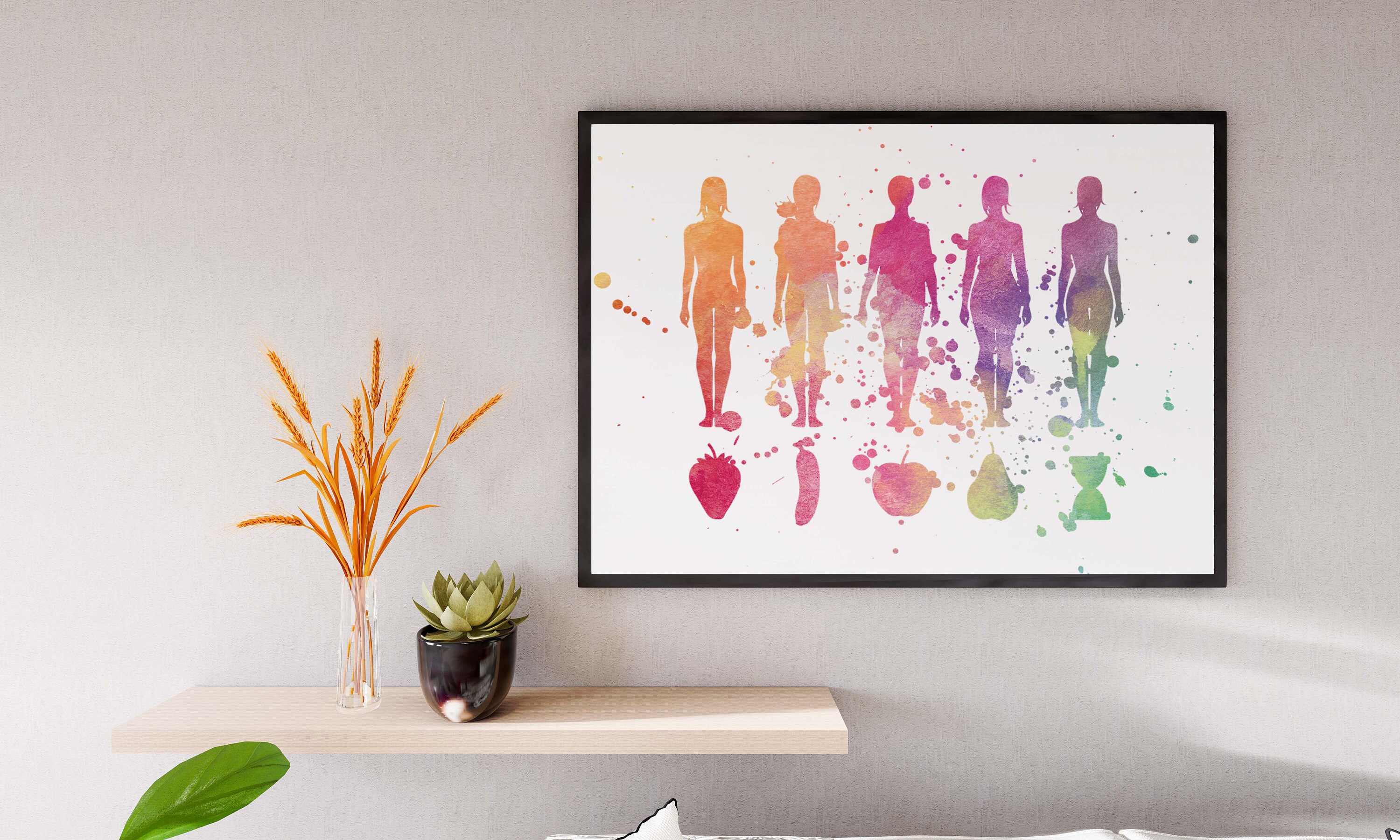 Watercolor Famale Body Shapes Poster Human Anatomy Print - Etsy
