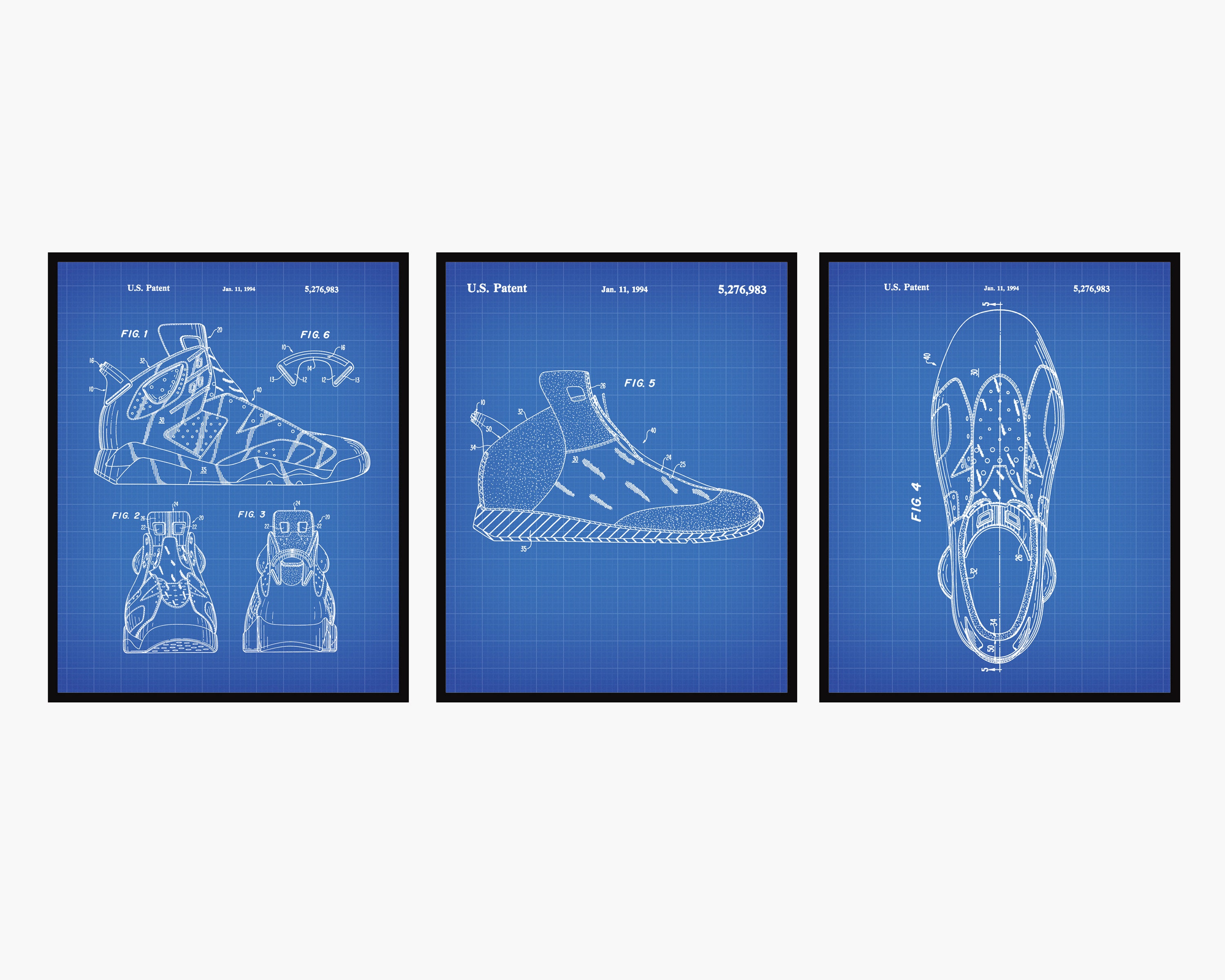 Air Jordan Patent Prints Set of 3 Basketball Shoes Wall Art - Etsy