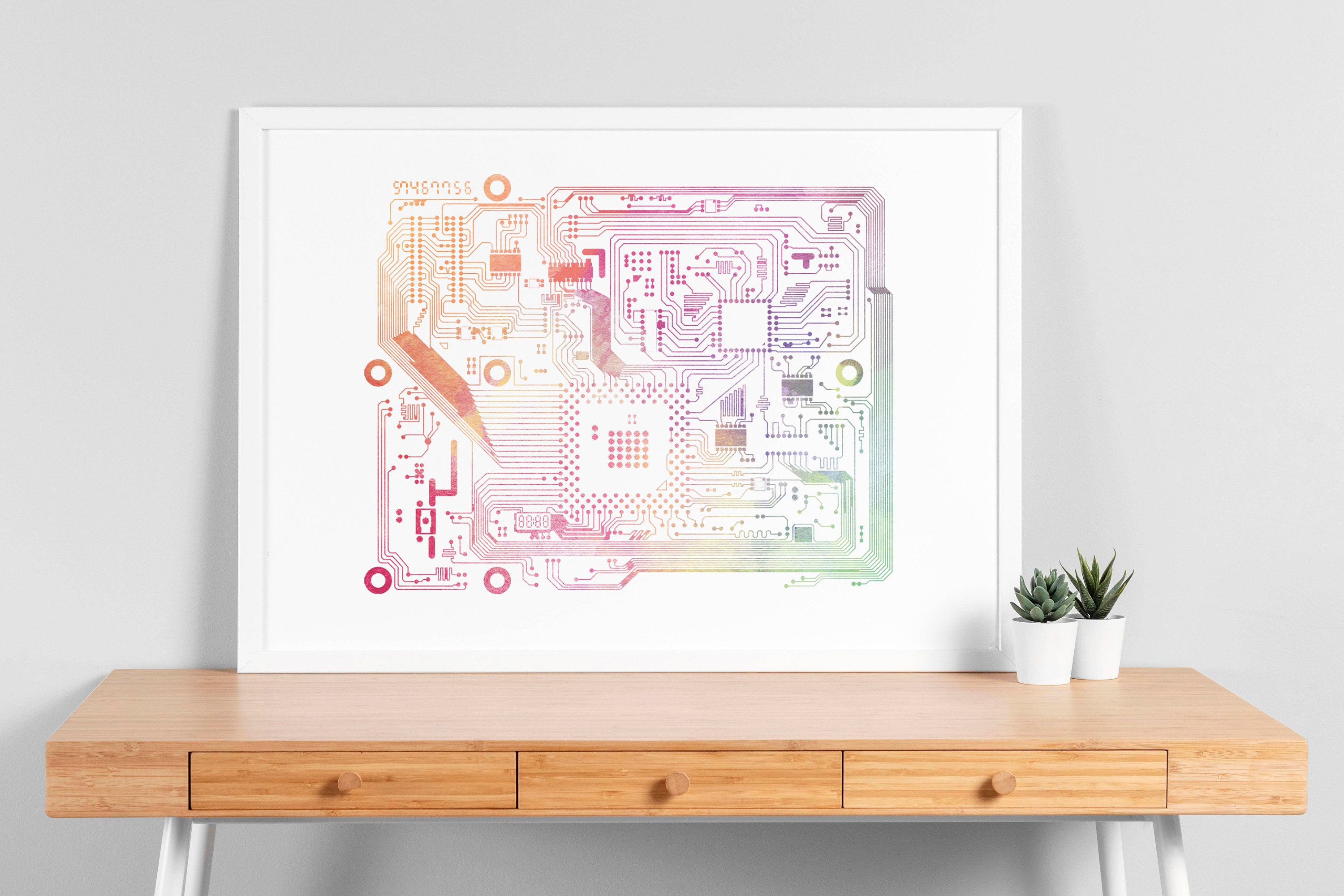 Watercolor Circuit Board Poster Computer and Science Modern - Etsy