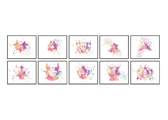 Watercolor Rorschach Inkblot Test Card Set of 10 Medical - Etsy