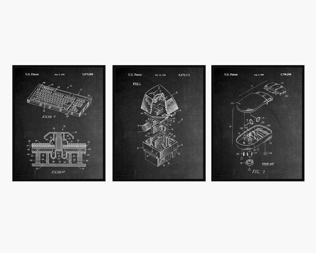 Computer Patent Prints Set of 3 - Geek Wall Art • IT Wall Art ...