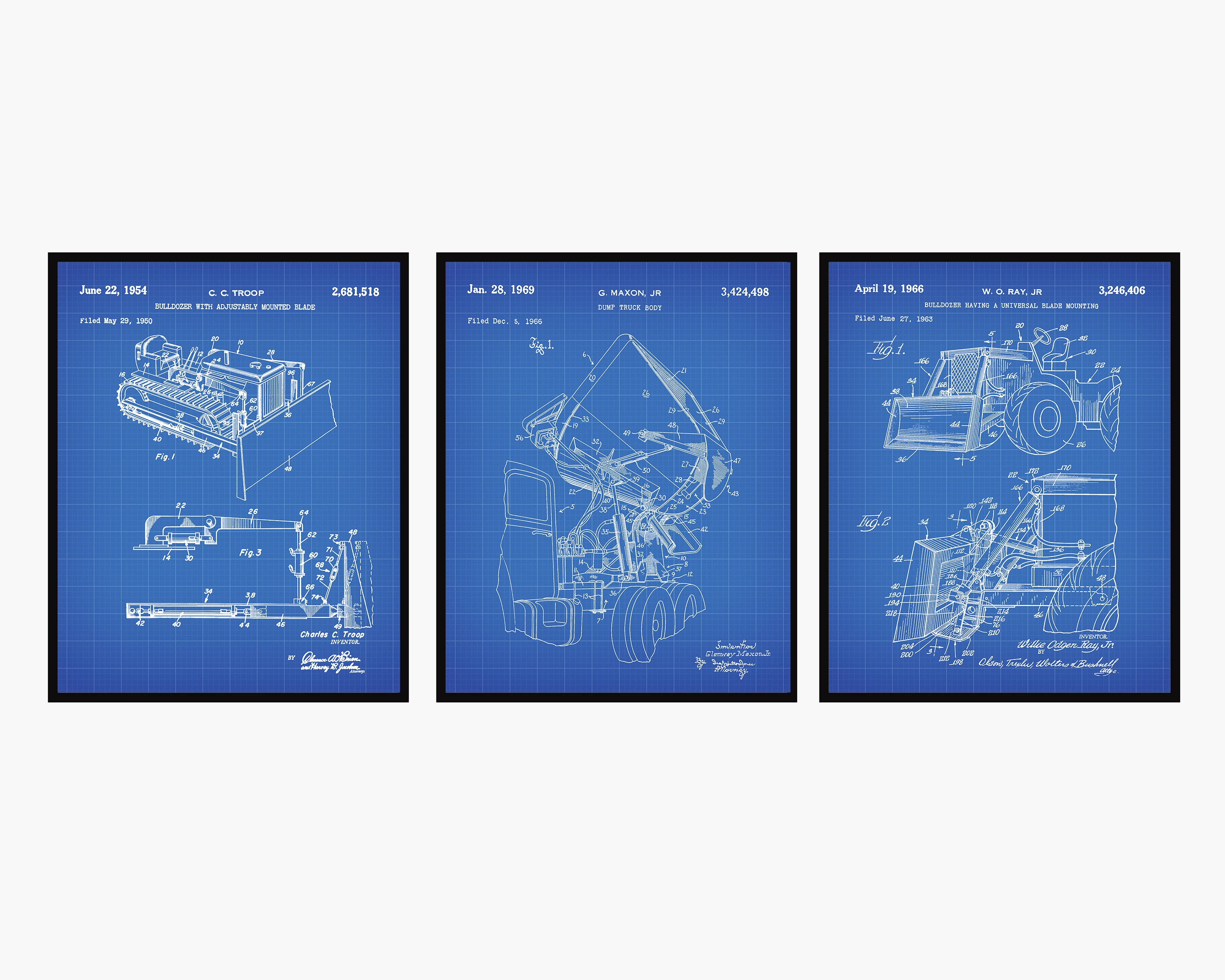 Construction Inventions Set of 3 • Historical Machinery Art Prints ...