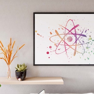 Watercolor Periodic Table and Atom Set of 2 - Chemical Laboratory ...