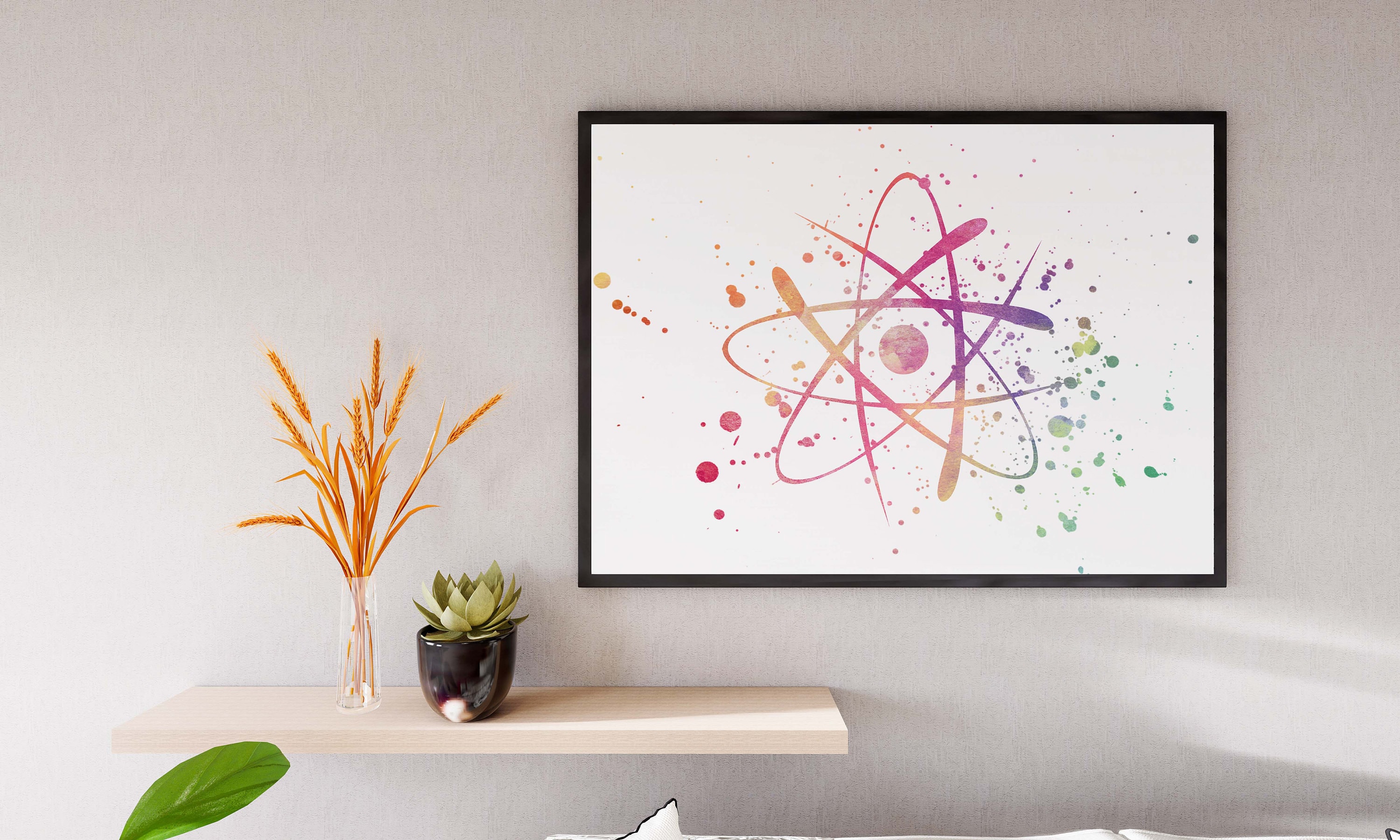 Watercolor Periodic Table and Atom Set of 2 Chemical Laboratory Medical ...