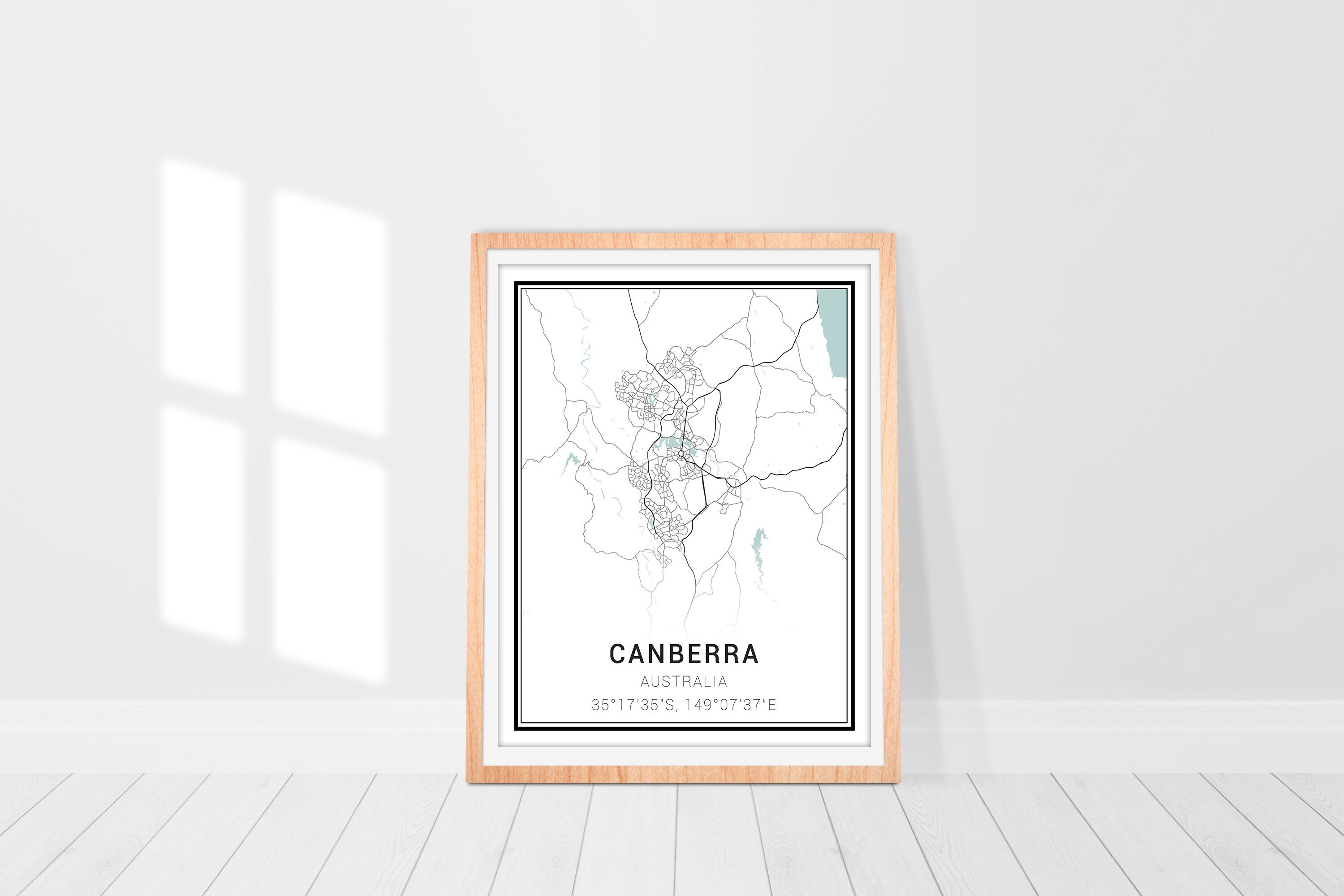 Canberra City Map Print - Australien Canberra Poster - Wand Kunst Dekor ...