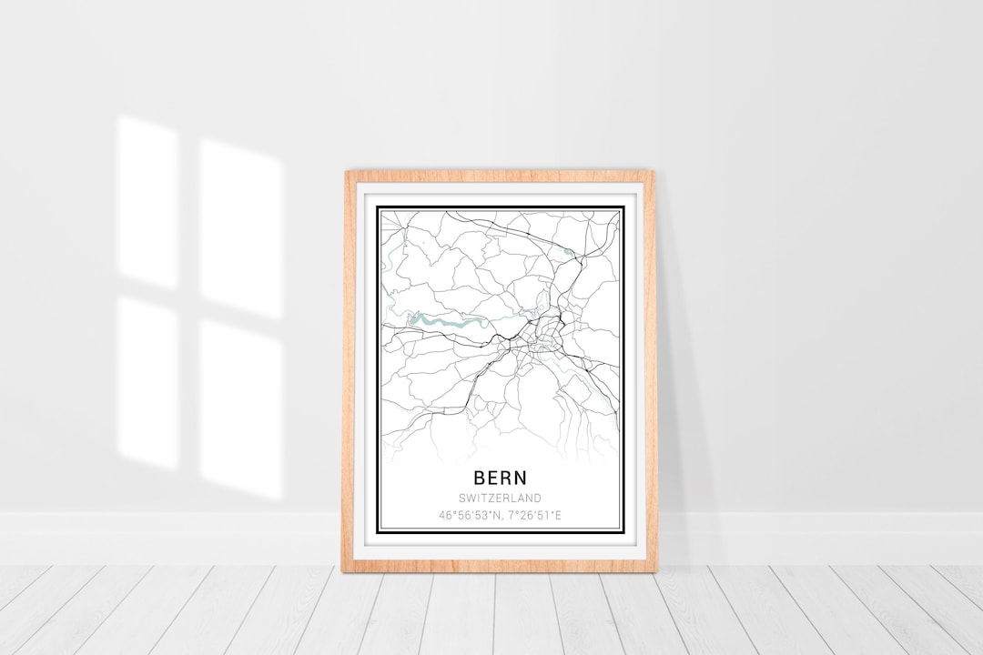 Bern City Map Print - Switzerland Bern Poster Gift, Bern Wall Art Decor ...