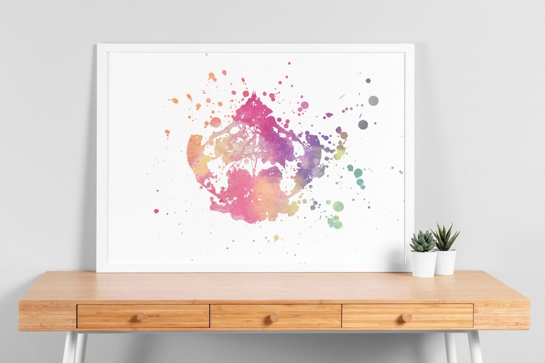 Watercolor Rorschach Inkblot Test Card 8, Medical Clinic Art Poster ...