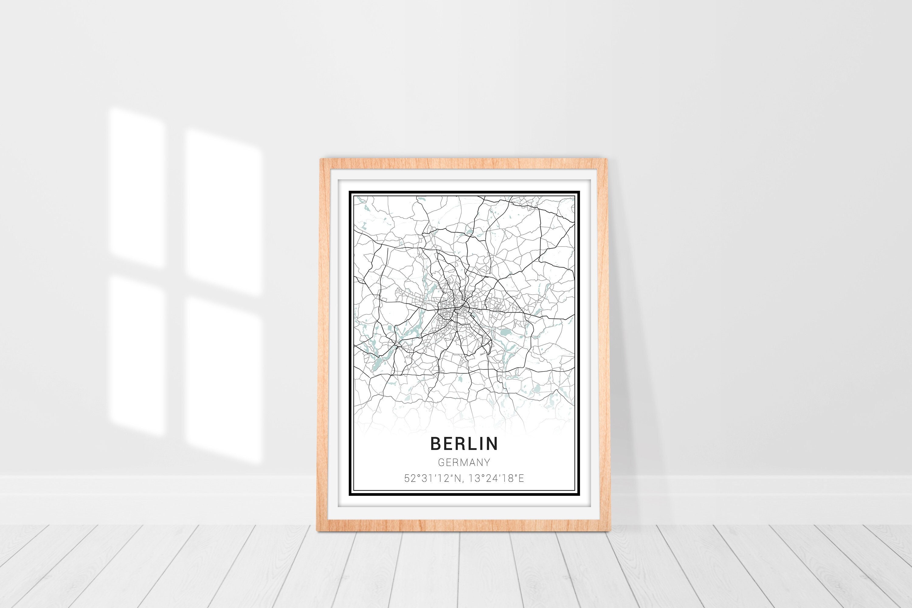 Berlin City Map Print - Germany Berlin Poster Gift, Berlin Wall Art ...