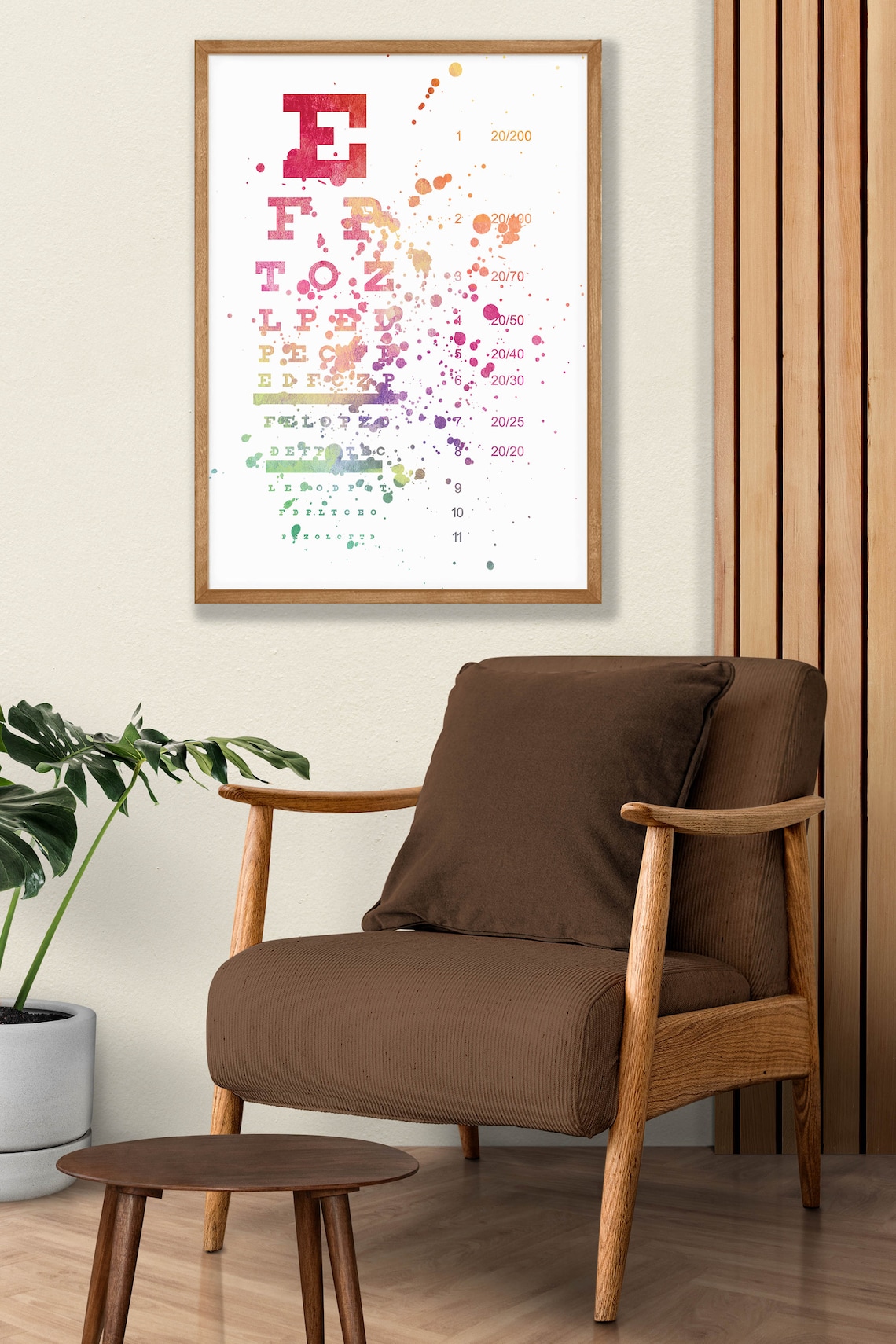 Watercolor Snellen Eye Charts Poster, Human Eye Optometrist Optician ...