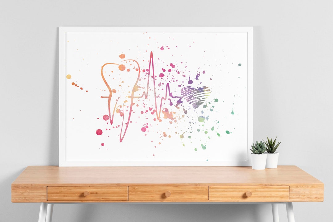 Watercolor Tooth Love Poster - Dentist Decor, Dentistry Office Science ...