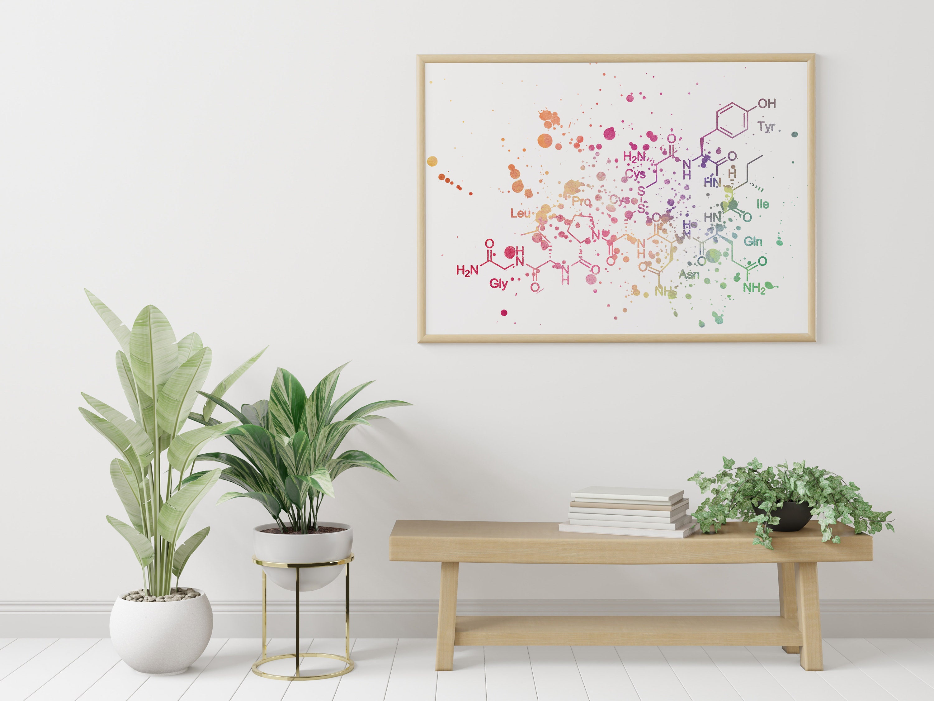 Watercolor Oxytocin Molecule Poster - Biology Science Decor, Nerd Art ...
