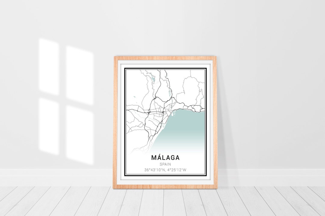 Malaga Map Art Print • Spain Malaga City Map Poster • Spain Malaga Wall Art • Wall Decor Gift ...