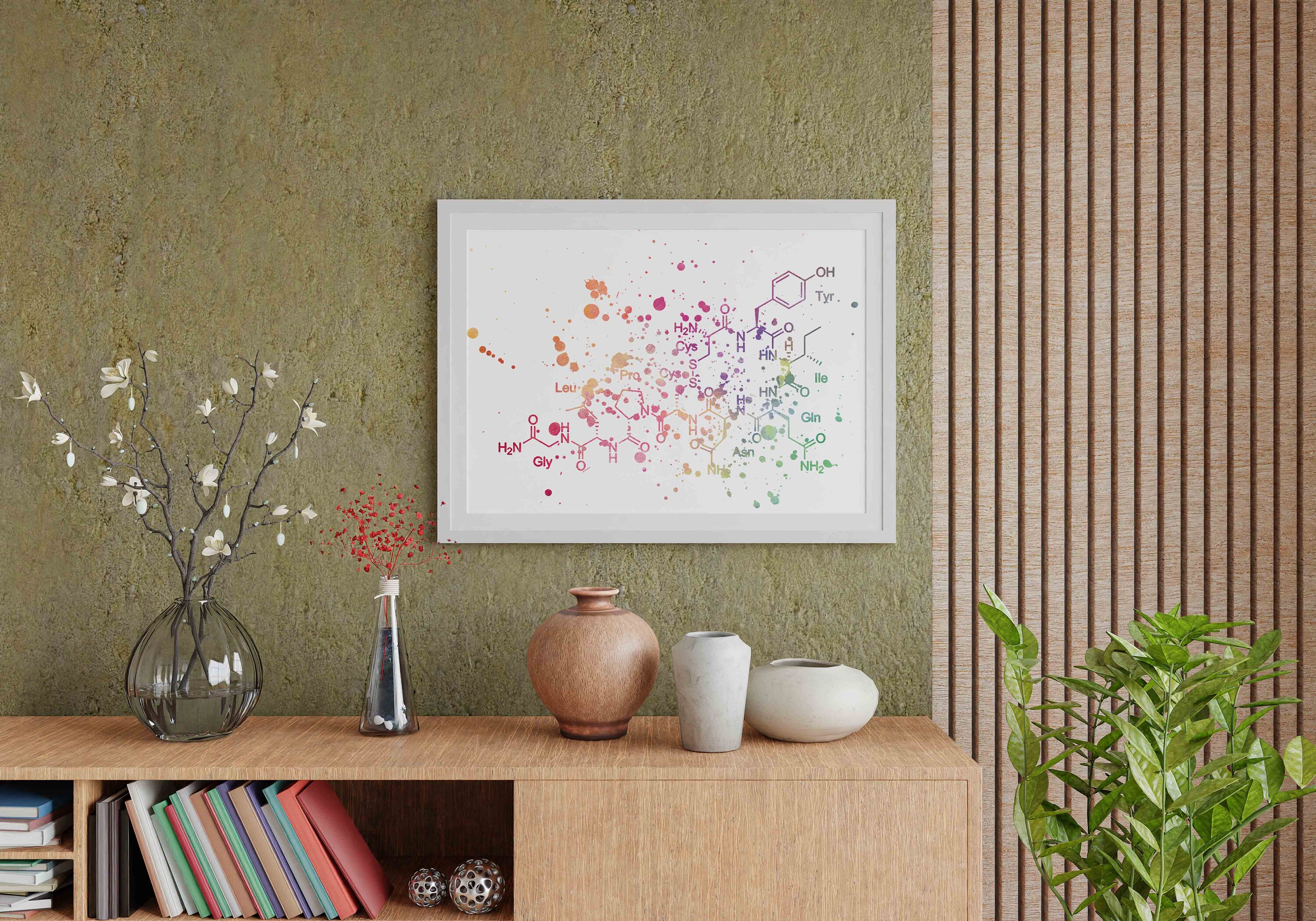 Watercolor Oxytocin Molecule Poster Biology Science Decor, Nerd Art ...