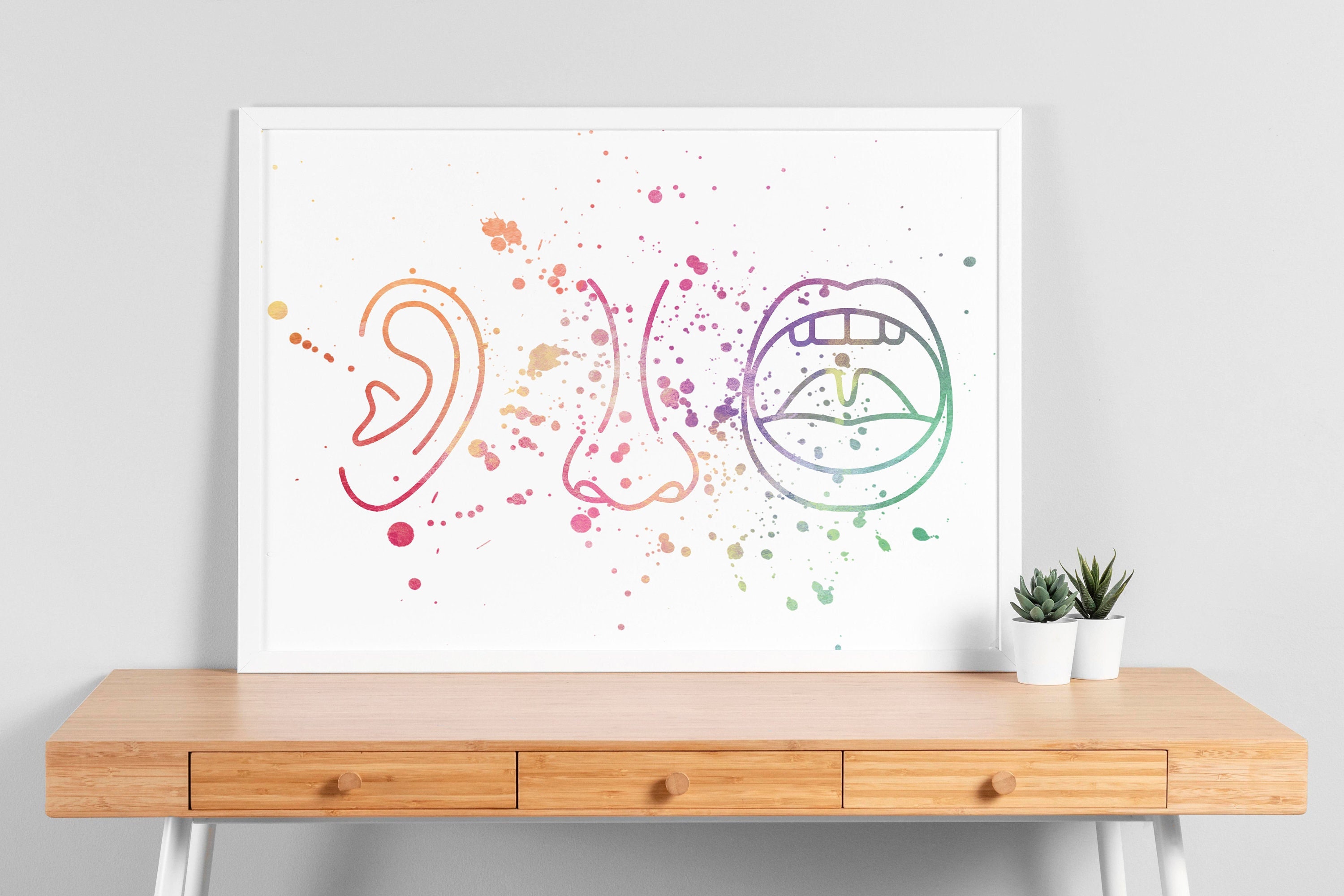 Watercolor Ear Nose Throat Poster - Clinic Decor Medical Art Print ...