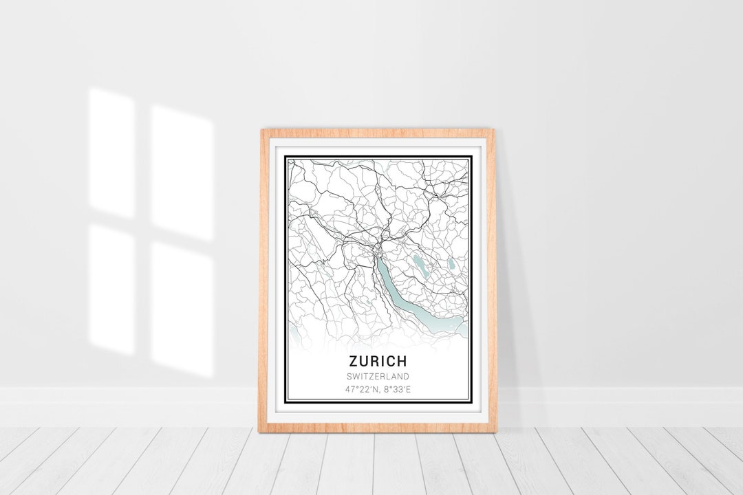 Zurich Map Art Print • Switzerland Zurich City Map Poster • Zurich Wall ...