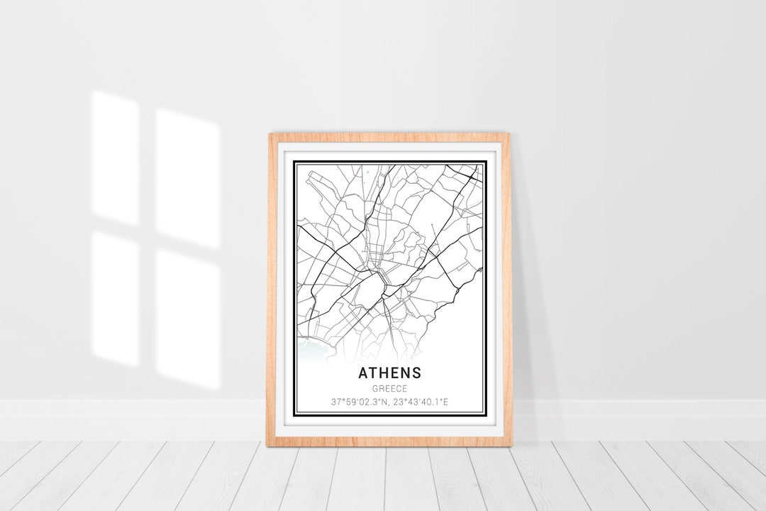 Athens City Map Print - Greece Map, Athens Poster Gift, Athens Wall Art ...