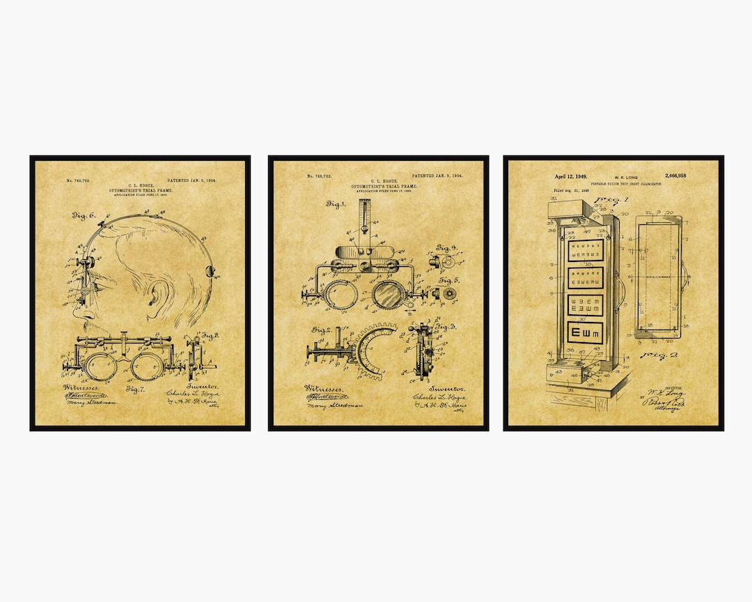 Optometry Patent Prints Set of 3 - Optometry Prints • Optometry Poster ...