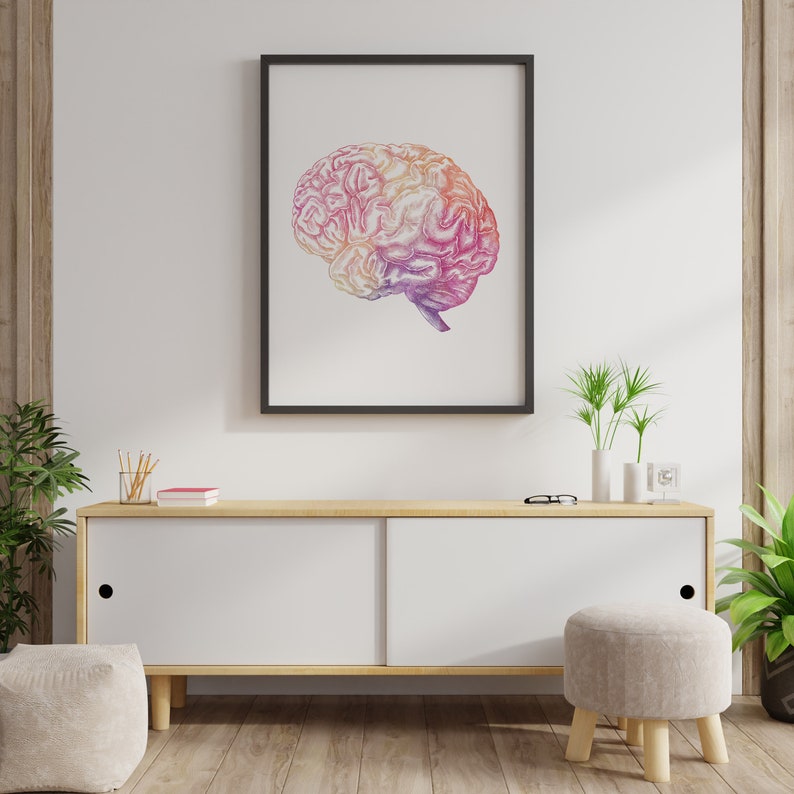 Watercolor Brain Print Brain Wall Art Science Art Brain - Etsy