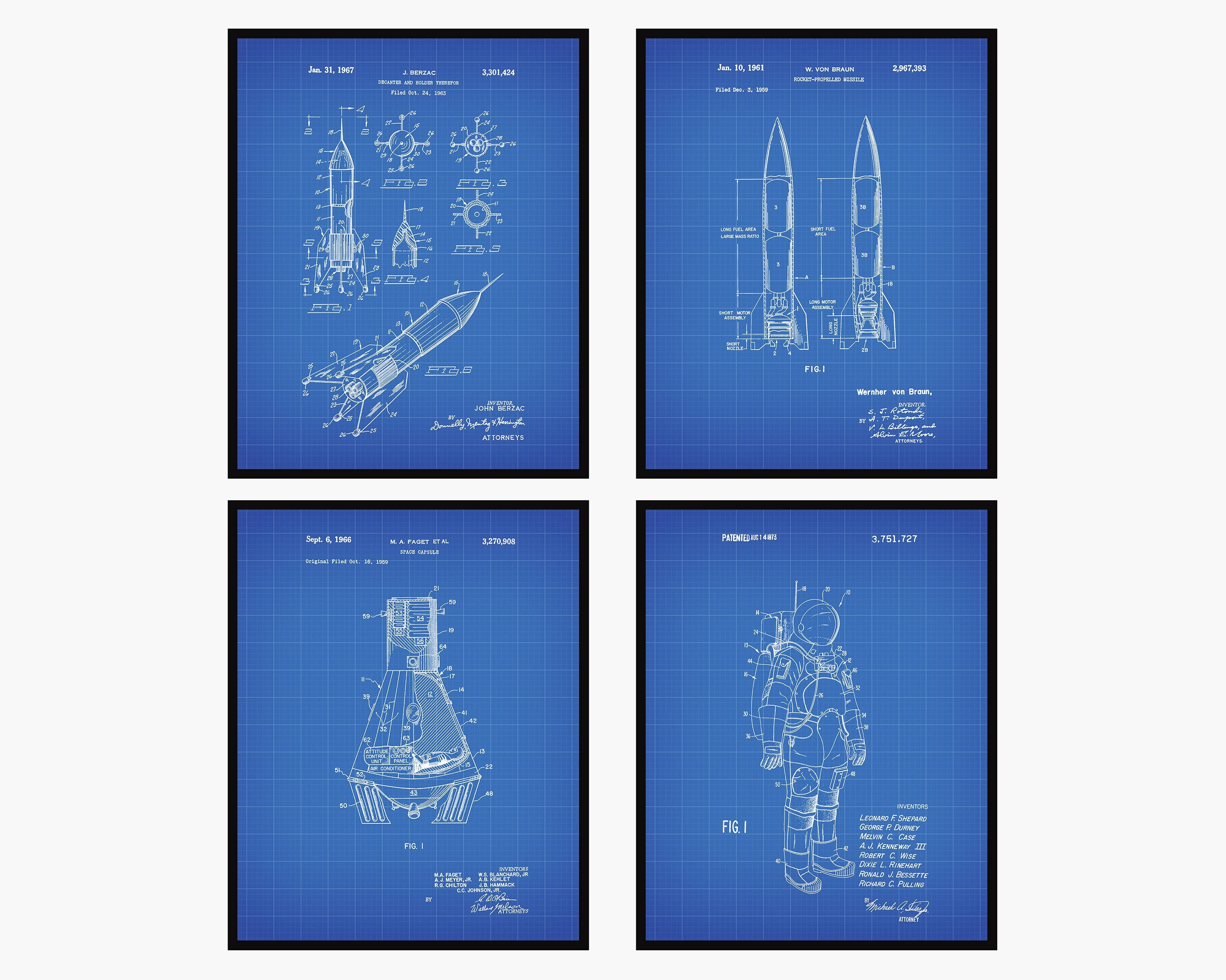 Space Patent Prints Set of 4 - NASA Art • NASA Patent • Shuttle Poster ...
