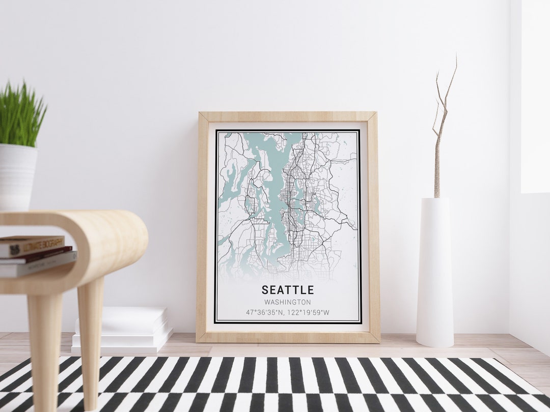 Seattle Map Print • Seattle City Map • Seattle Poster • Seattle Wall ...
