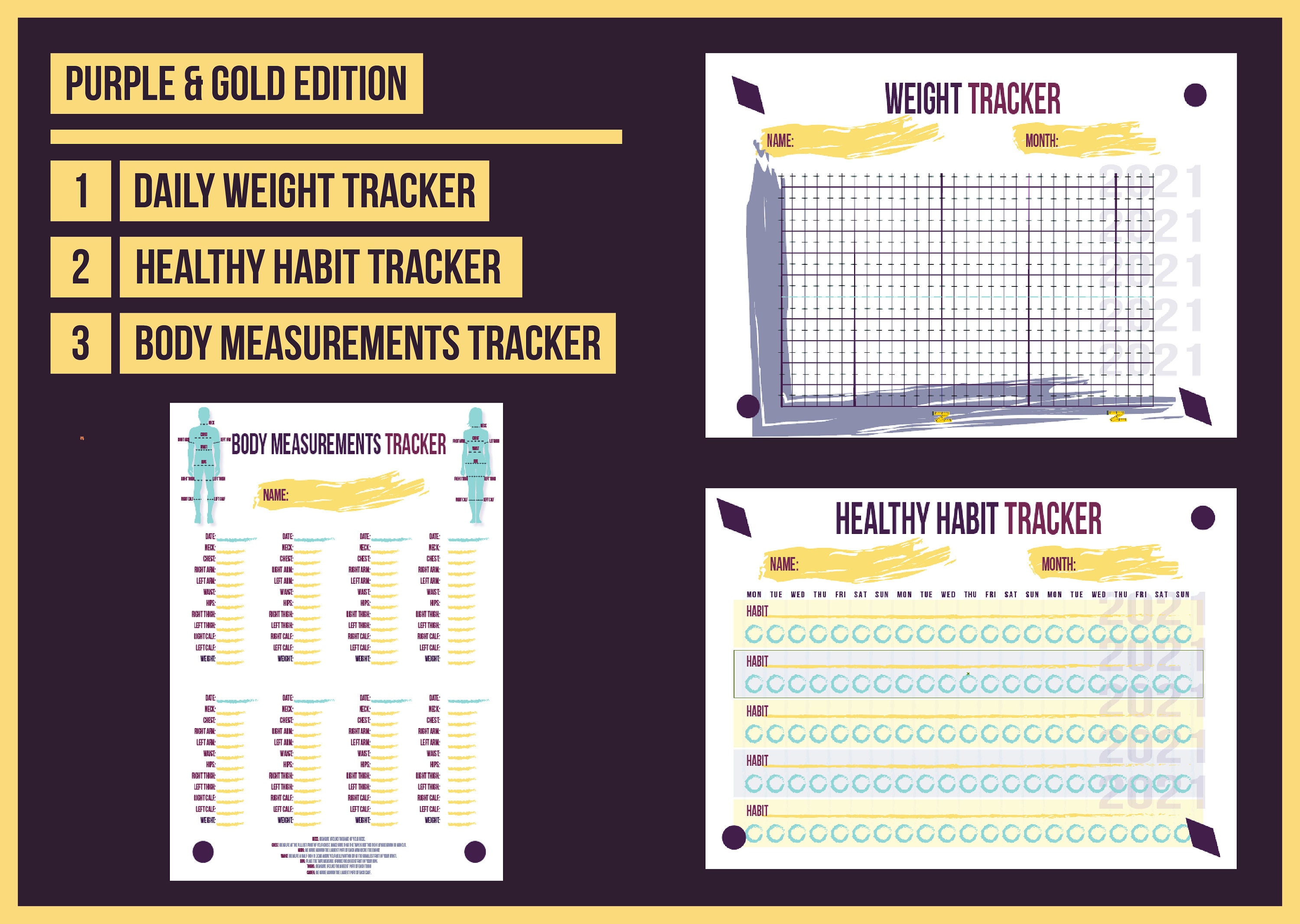 Weight Tracker || Healthy Habit Tracker || Body Measurements Tracker - Etsy