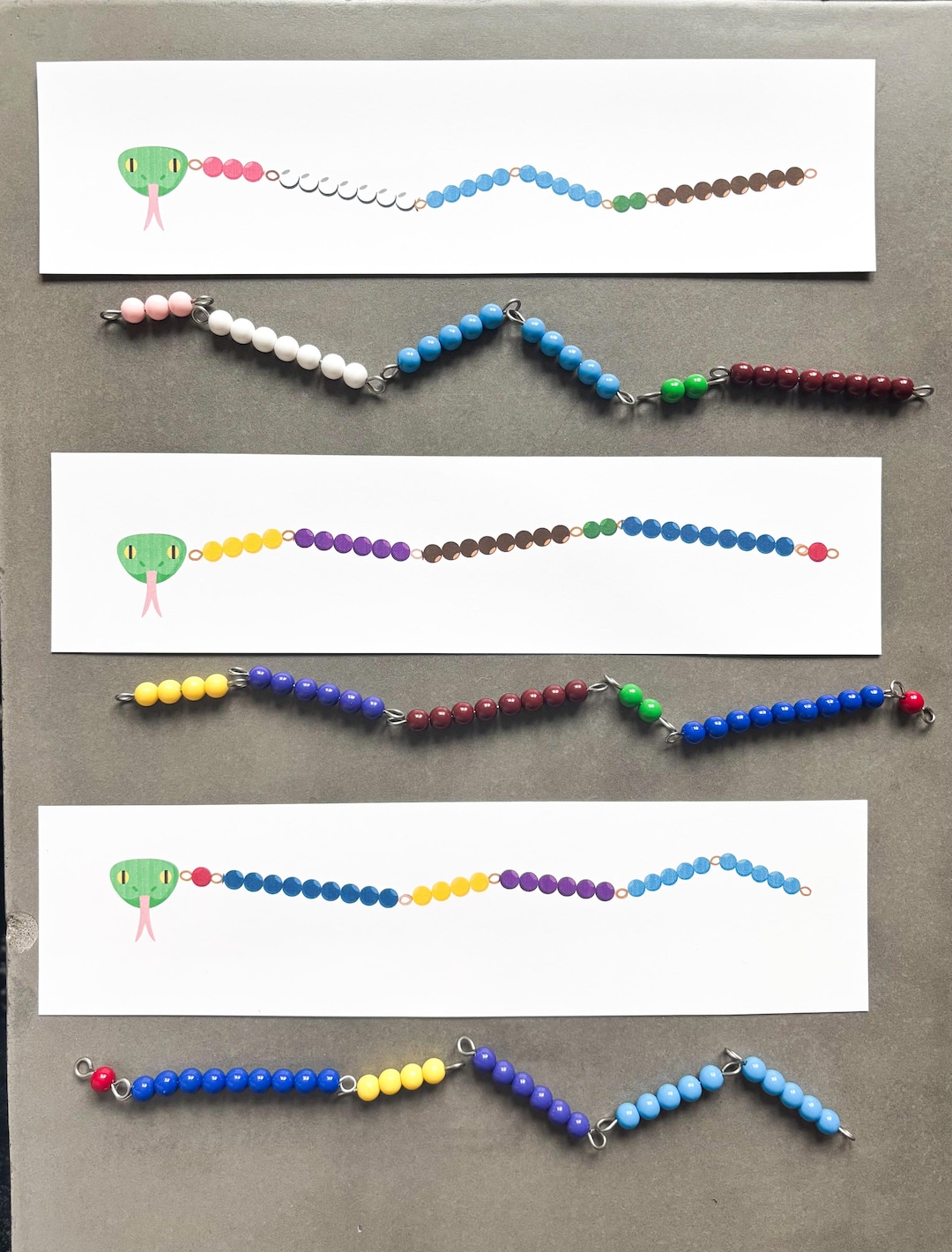 Montessori Addition Snake Game, the Search for 10, Golden Beads, Making ...