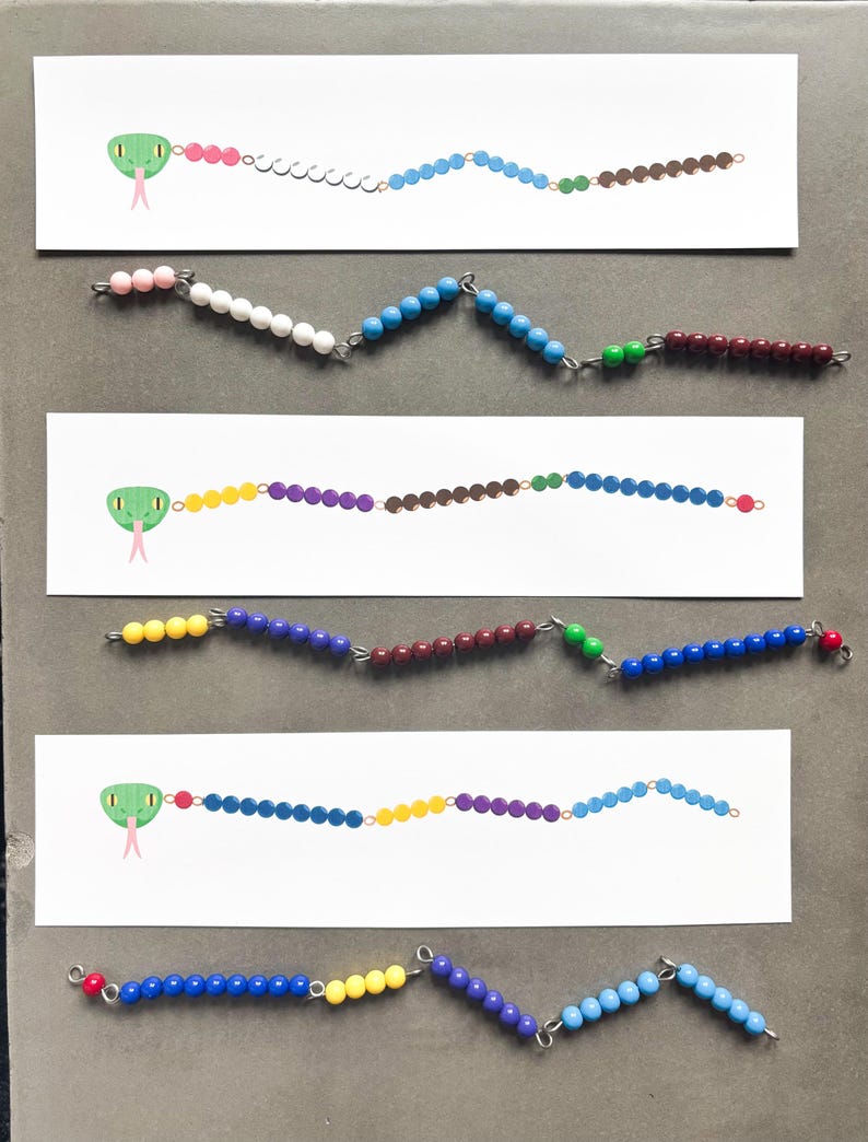 Montessori Addition Snake Game, the Search for 10, Golden Beads, Making ...