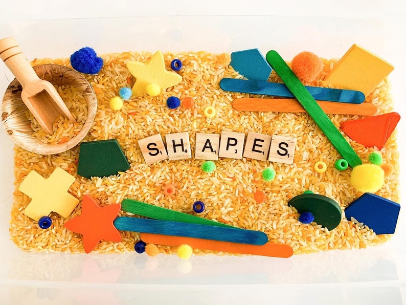 Personalized Learning Sensory Bins, Shapes, Letters, Sounds, Rhyming ...