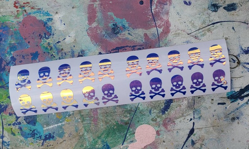 Holographic Mini Skull Bones Sticker Strip Skull Stickers Vinyl Sticker ...