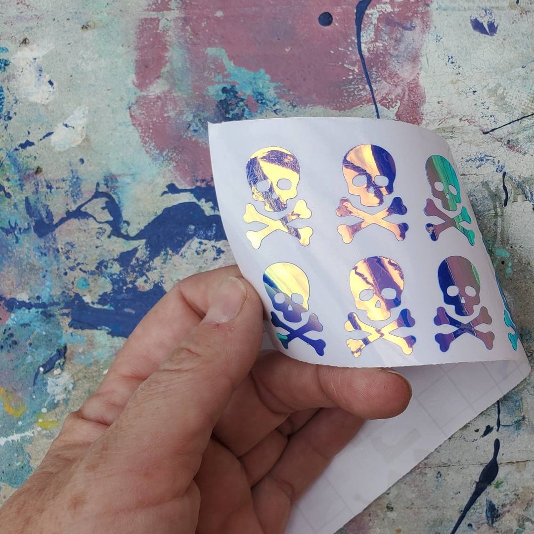 Holographic Mini Skull Bones Sticker Strip Skull Stickers Vinyl Sticker ...