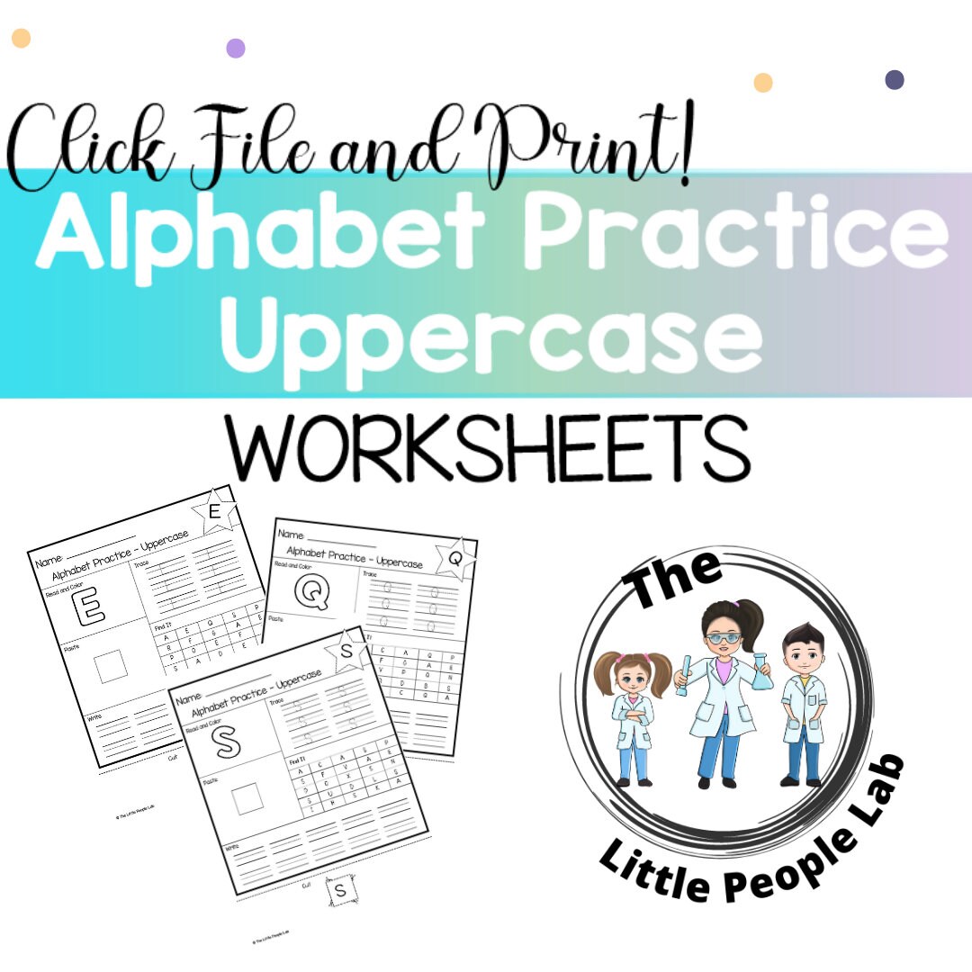Uppercase Alphabet Practice Worksheets A-Z 26 Pages the Little People ...