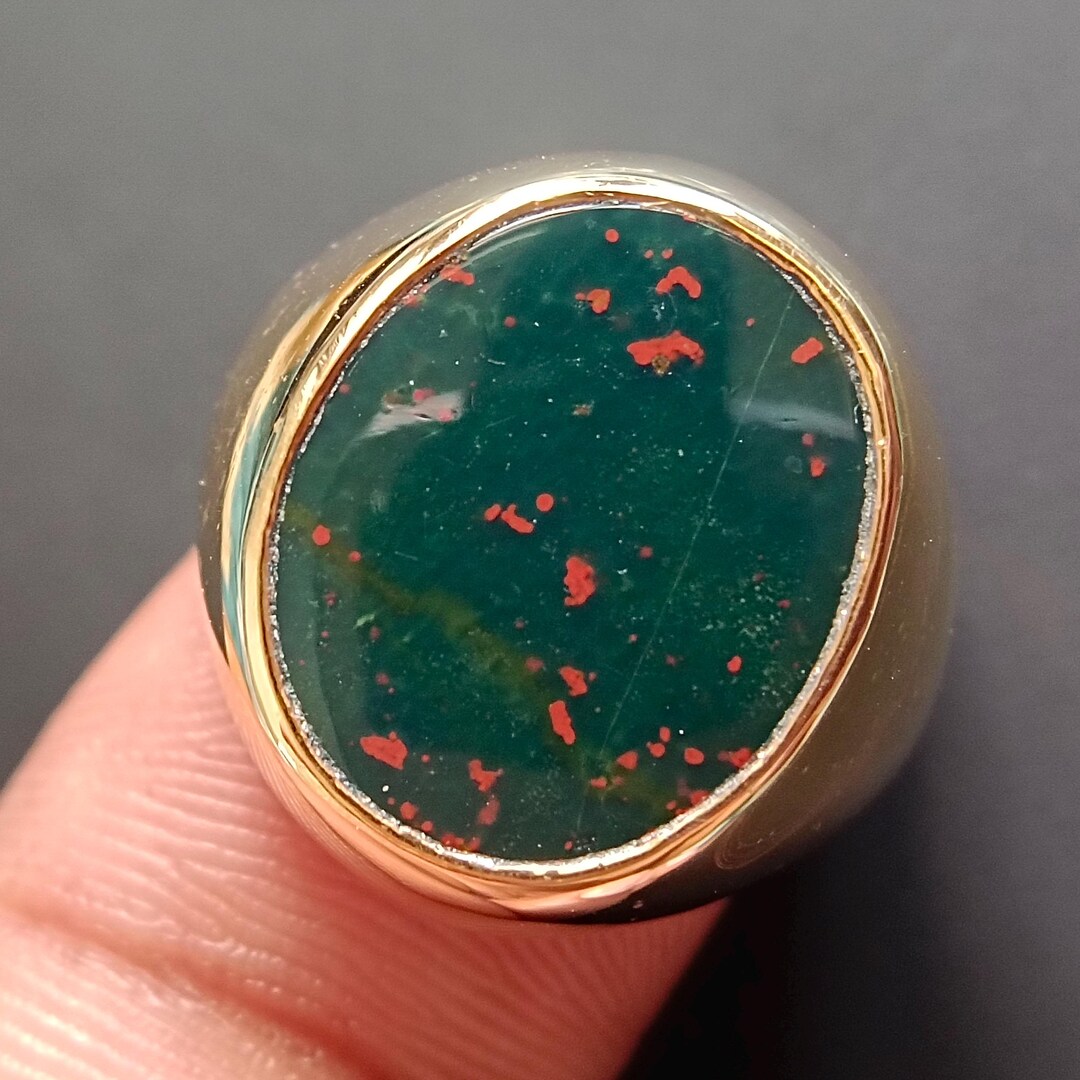 Mens Signet Ring, Bloodstone Rings, 925 Solid Sterling Silver, Natural ...